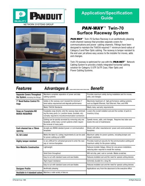 PAN-WAY Twin-70 Surface Raceway - Panduit