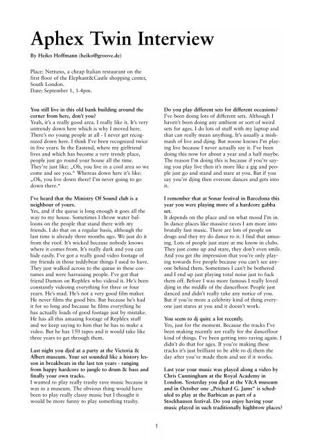 Aphex Twin Interview