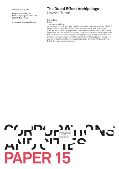 The Dubai Effect Archipelago Neyran Turan - TU Delft