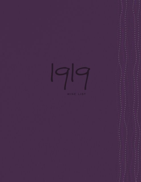 wine menu - 1919 RESTAURANT