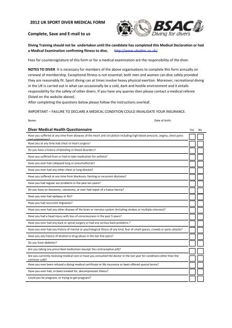 2012 UK SPORT DIVER MEDICAL FORM Complete, Save and E ...