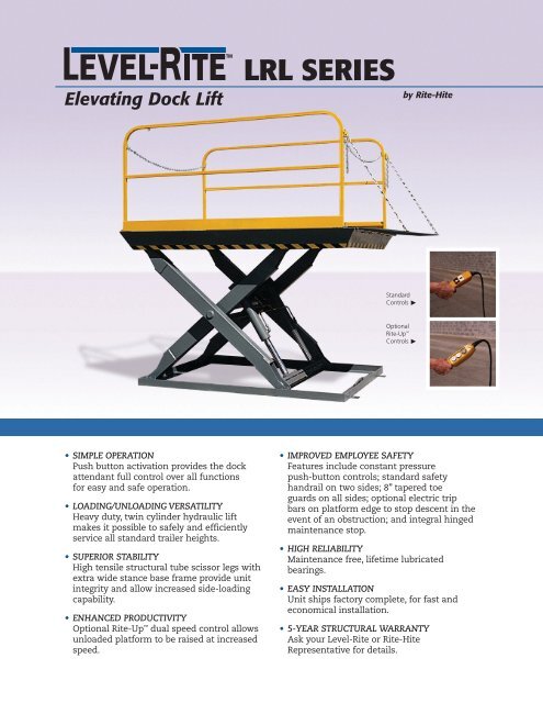 LRL SERIES Elevating Dock Lift - Hidro Tech Sales