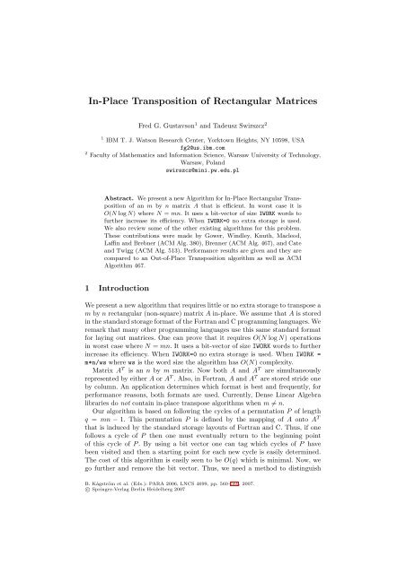 In-Place Transposition of Rectangular Matrices