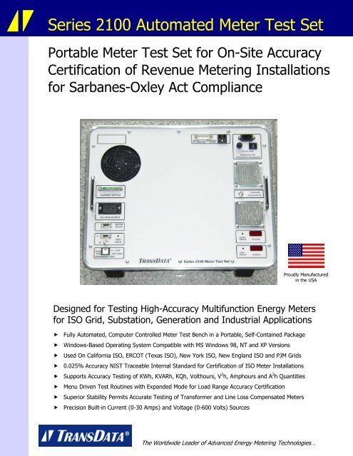 2130 Revenue Meter Test Set - TransData