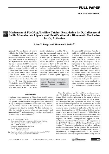 Mechanism of Pd(OAc)2/Pyridine Catalyst Reoxidation by O2 ...