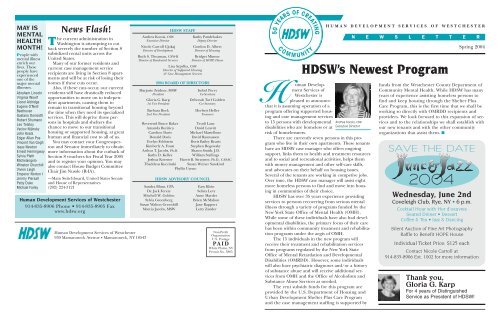 HDSW Spring 2004 - Human Development Services Of Westchester