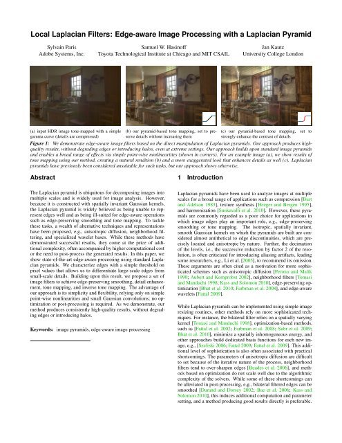 Local Laplacian Filters: Edge-aware Image Processing with a ...