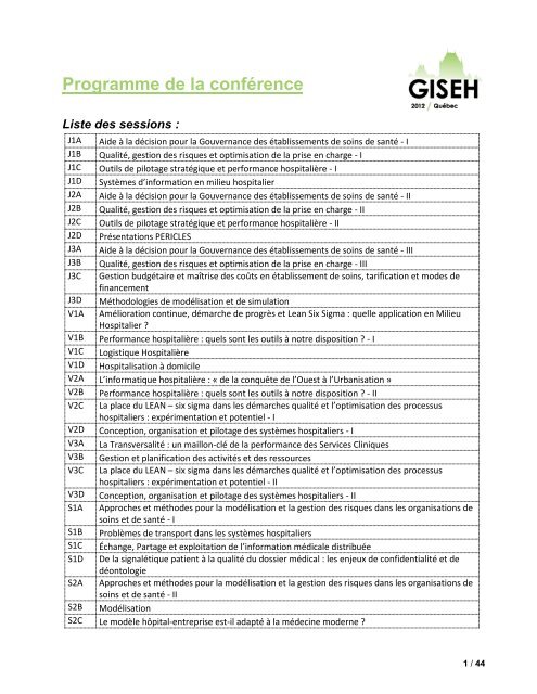 Programme de conférence - giseh 2012 - cirrelt