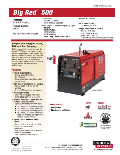Big Red 500 Product Info - Lincoln Electric