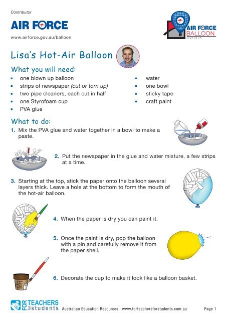 Lisa's Hot-Air Balloon (pdf, 579 kb) - FOR TEACHERS for students