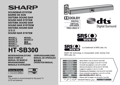 HT-SB300 Operation-Manual GB - Sharp