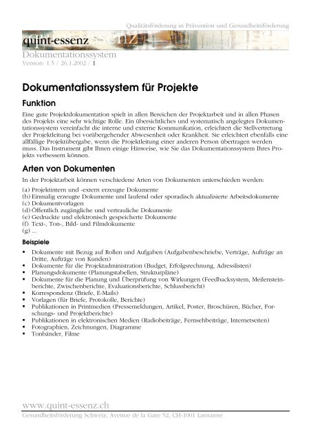 quint-essenz: Dokumentationssystem (pdf)