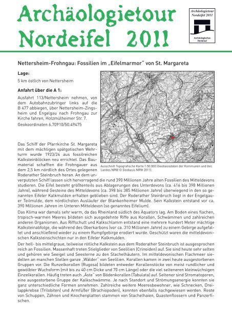 Nettersheim-Frohngau: Fossilien im „Eifelmarmor“ von St. Margareta