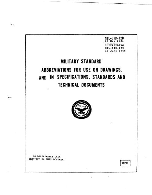 military standard abbreviations for use on drawings, and