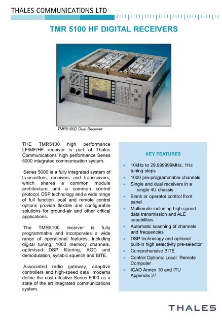 TMR 5100 HF DIGITAL RECEIVERS - Premium-Rx