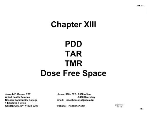 Chapter XIII PDD TAR TMR Dose Free Space
