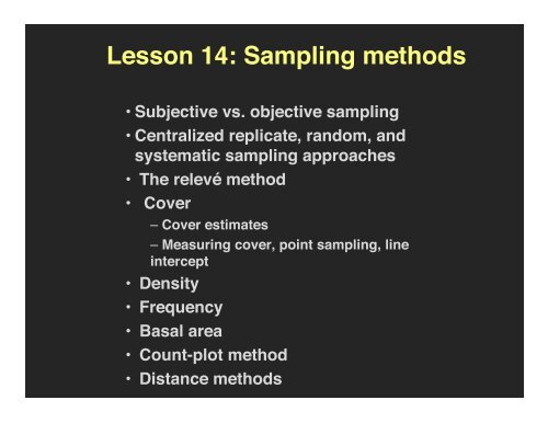 Lesson 14: Sampling methods - Alaska Geobotany Center