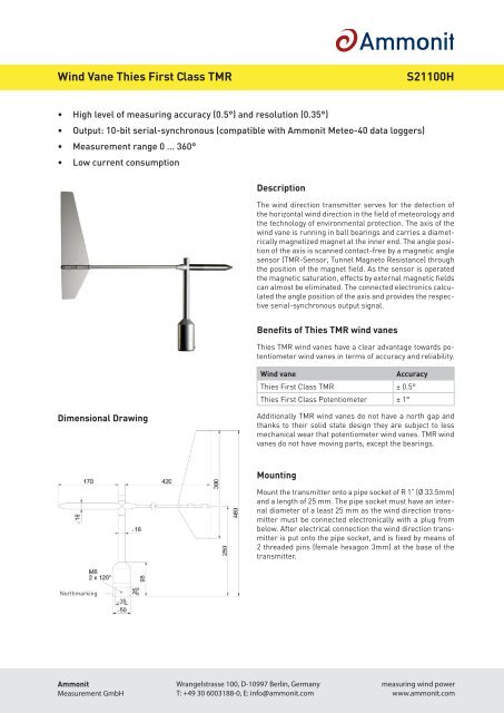 Wind Vane Thies First Class TMR S21100H - Ammonit