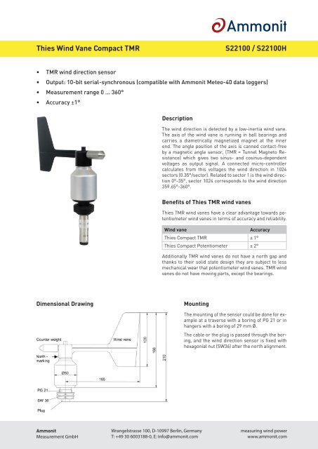 Thies Wind Vane Compact TMR S22100 / S22100H - Ammonit