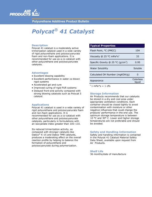 Polycat 41 Catalyst - Air Products and Chemicals, Inc.