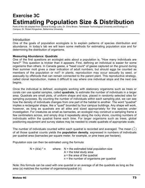 Estimating Population Size & Distribution - De Anza College