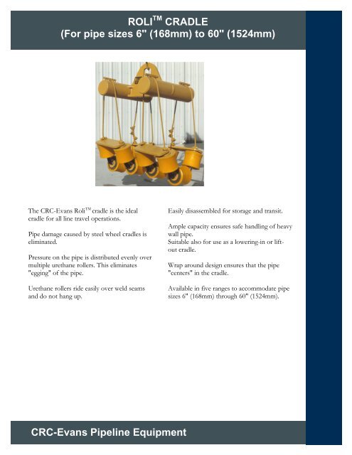 Roli Cradle - Tremco Pipeline Equipment
