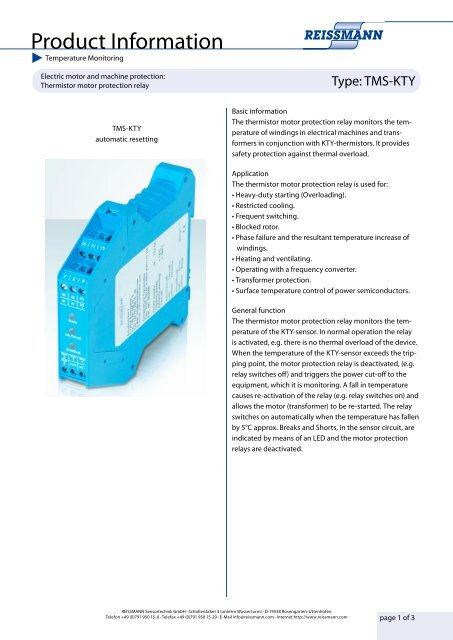 Product Information - Reissmann Sensortechnik GmbH