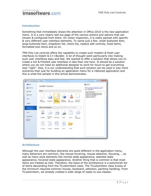 Using TMS Poly List Controls - TMS Software