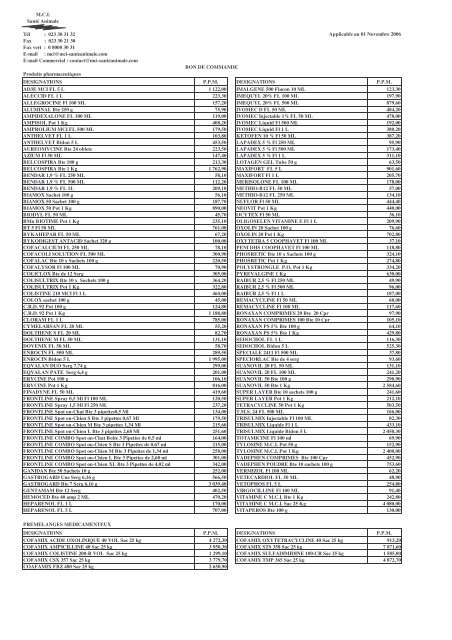 Download the order form - MCI Santé Animale