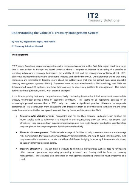Understanding the Value of a Treasury Management System