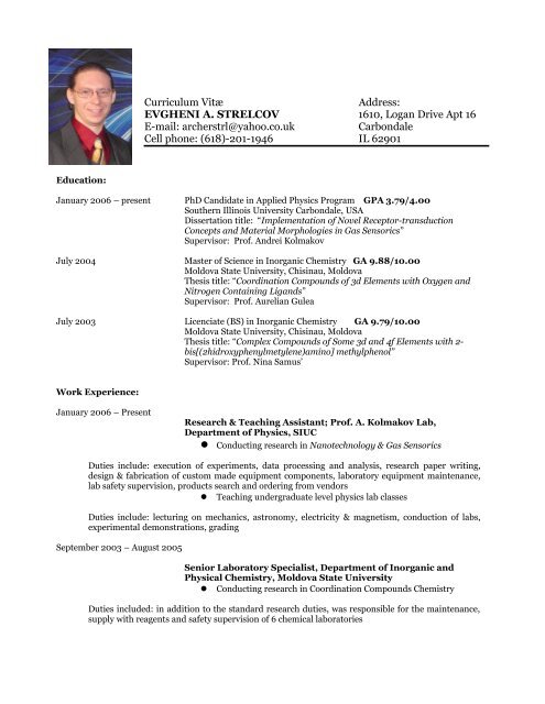 CV - Physics - Southern Illinois University