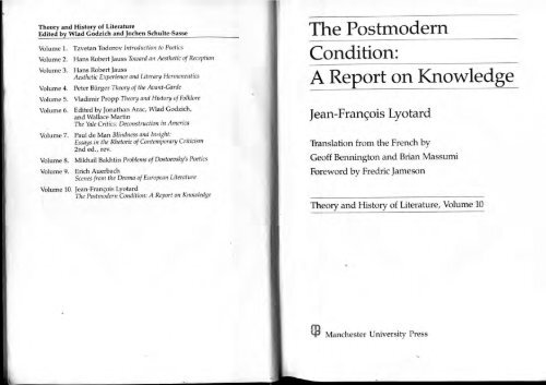 The Postmodern Condition: A Report on Knowledge - Futuroscopio