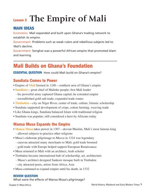 Lesson 3 The Empire of Mali