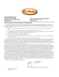 Allergy Chart - Tim Hortons