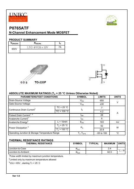 Datasheet - P0765ATF