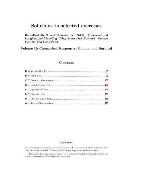 Solutions to selected exercises - Stata Press