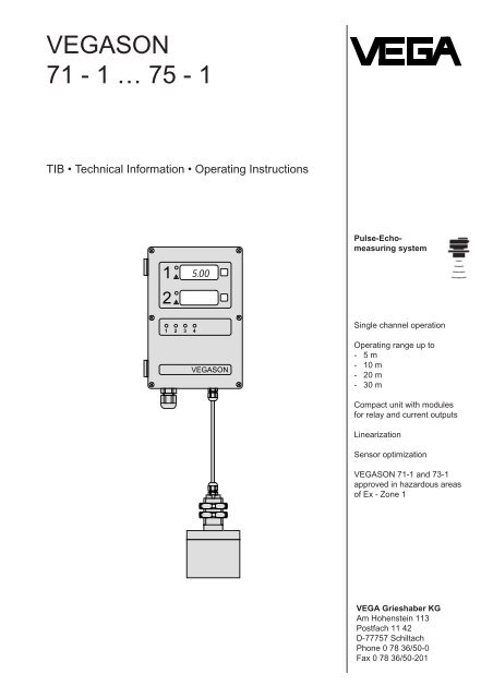 VEGASON 71 - 1...75 - 1 - TIB - Technical Information - Operating ...