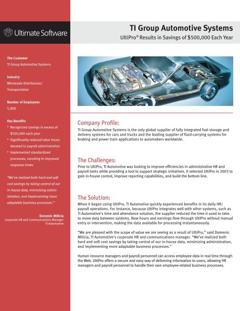 TI Group Automotive Systems - Ultimate Software