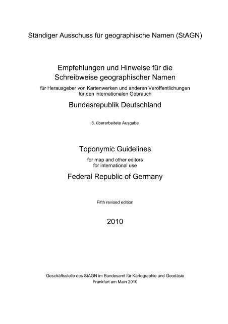 Empfehlungen und Hinweise für die Schreibweise geographischer ...
