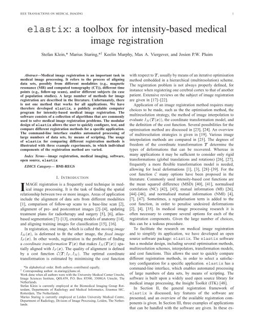 elastix: a toolbox for intensity-based medical image registration