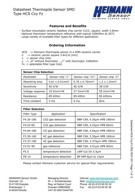 Information about HCS-Series (PDF) - Heimann Sensor Information about HCS-Series (PDF) - Heimann Sensor