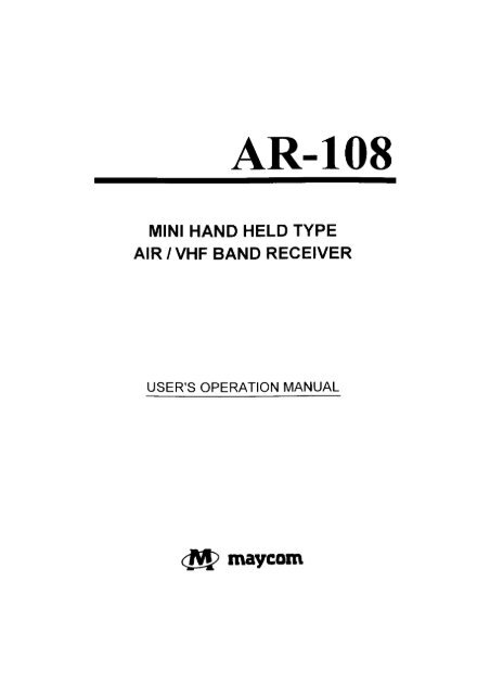 Maycom Ar-108 Manual - Thiecom
