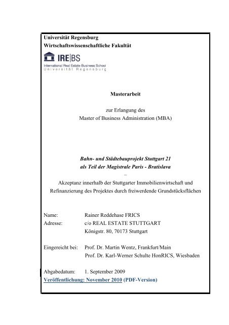 Masterarbeit Reddehase Stuttgart 21 PDF-Freigabe 2010-11