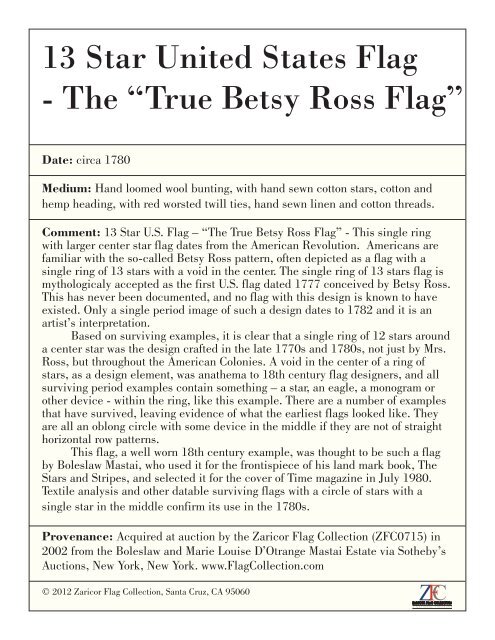 13 Star United States Flag - Zaricor Flag Collection