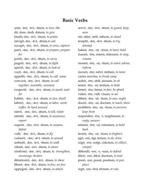 Basic Verbs - The Latin Library