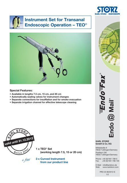 Instrument Set for Transanal Endoscopic Operation – TEO® + ... - Storz