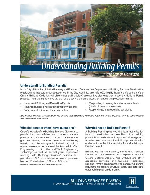Understanding Building Permits brochure - City of Hamilton