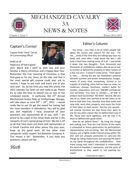 January 2012 - SCV Mechanized Cavalry