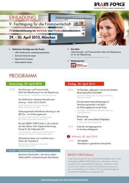 PROGRAMM EINLADUNG - Brain Force Software AG