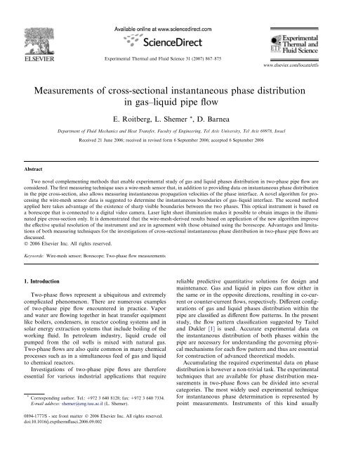 Measurements of cross-sectional instantaneous phase distribution ...
